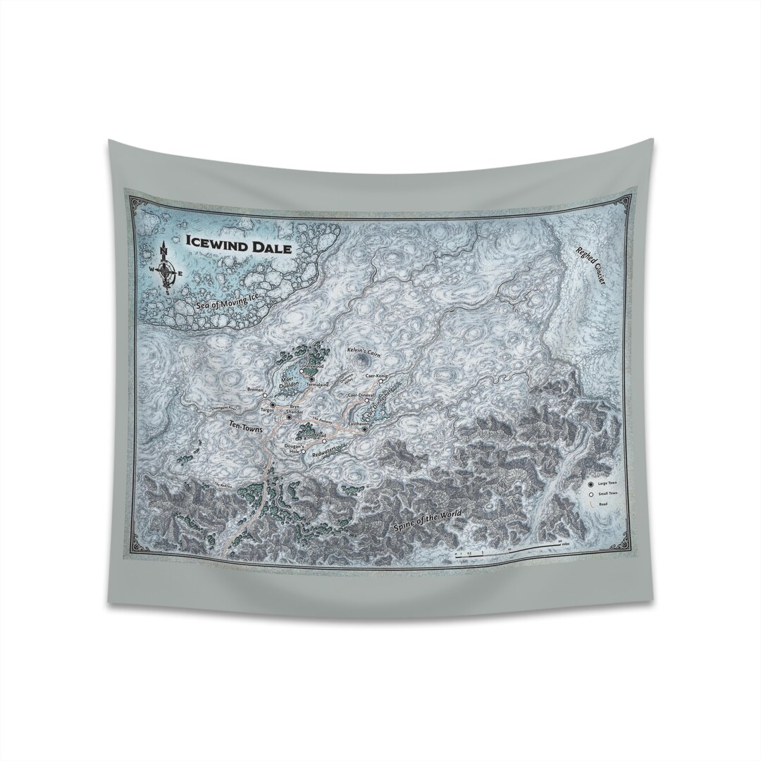 Map of Icewind Dale Indoor Wall Tapestry | Colored Dungeons and Dragons ...