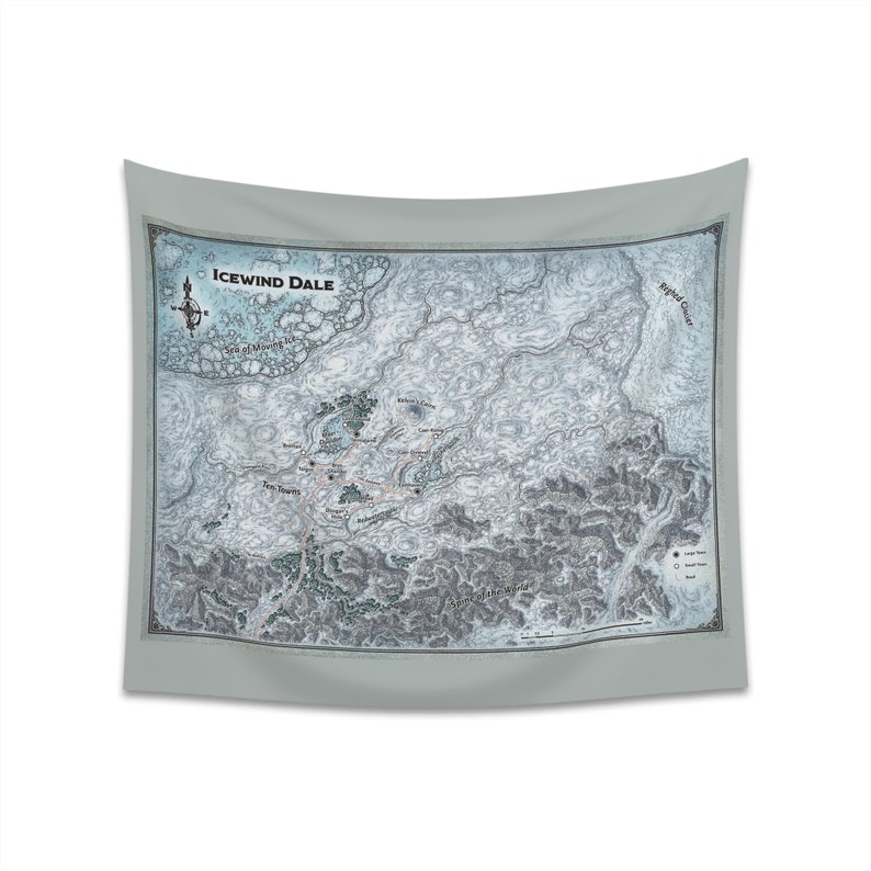 Map of Icewind Dale Indoor Wall Tapestry Colored Dungeons and Dragons Dnd Rime of the ...