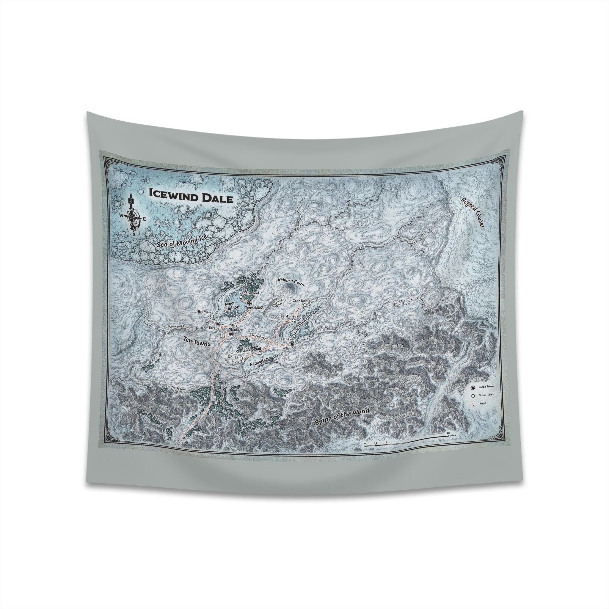 Map of Icewind Dale Indoor Wall Tapestry Colored Dungeons and Dragons ...