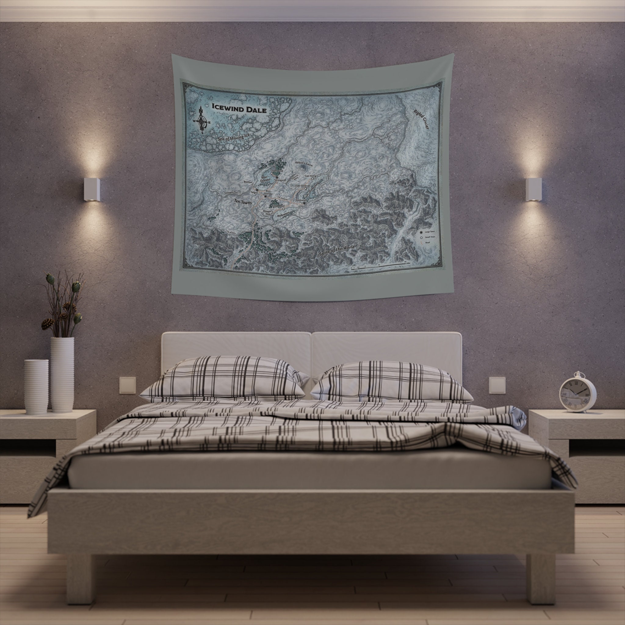 Map of Icewind Dale Indoor Wall Tapestry Colored Dungeons and Dragons Dnd Rime of the ...
