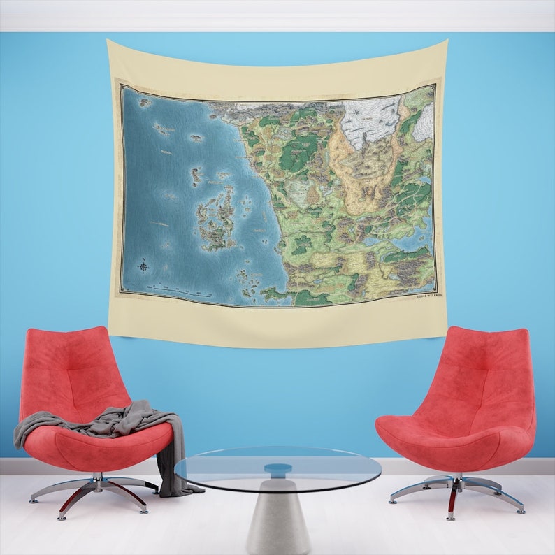Map of Faerun Indoor Wall Tapestry Colored Dungeons and Dragons Dnd Sword Coast World Map - Etsy