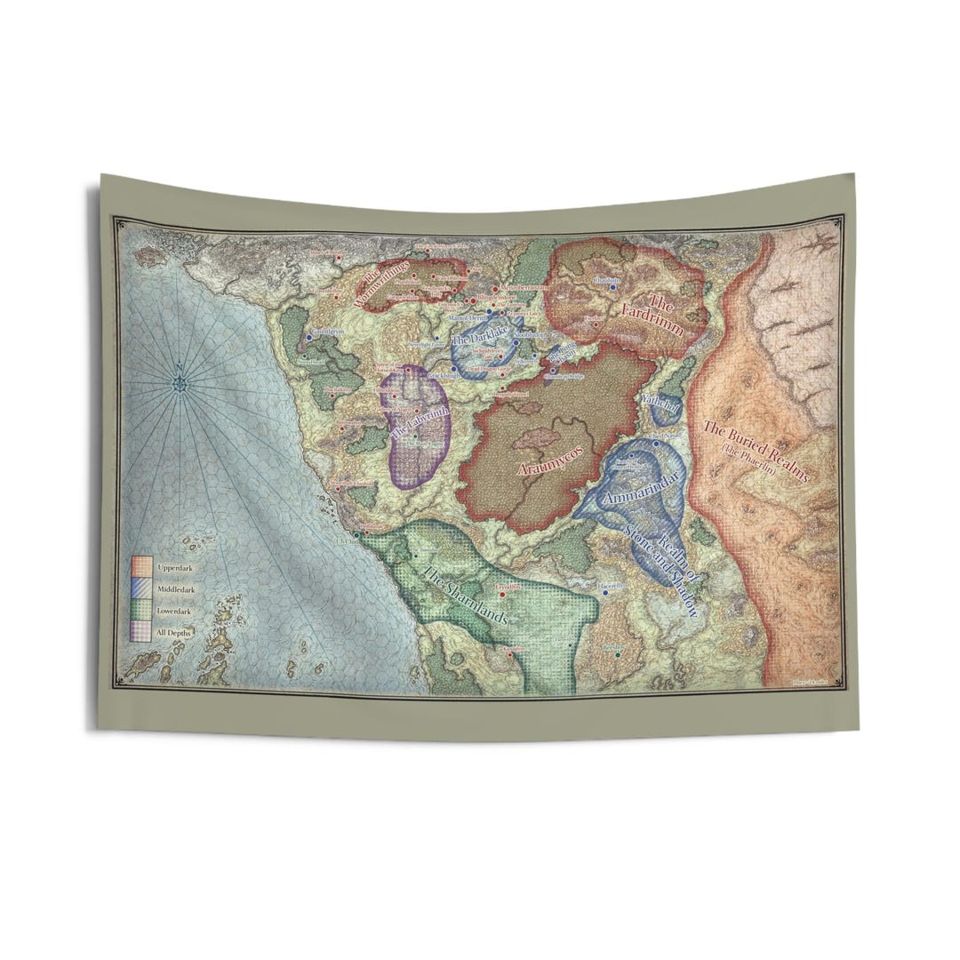 Map of Underdark Indoor Wall Tapestry | Colored RPG Dungeons and ...