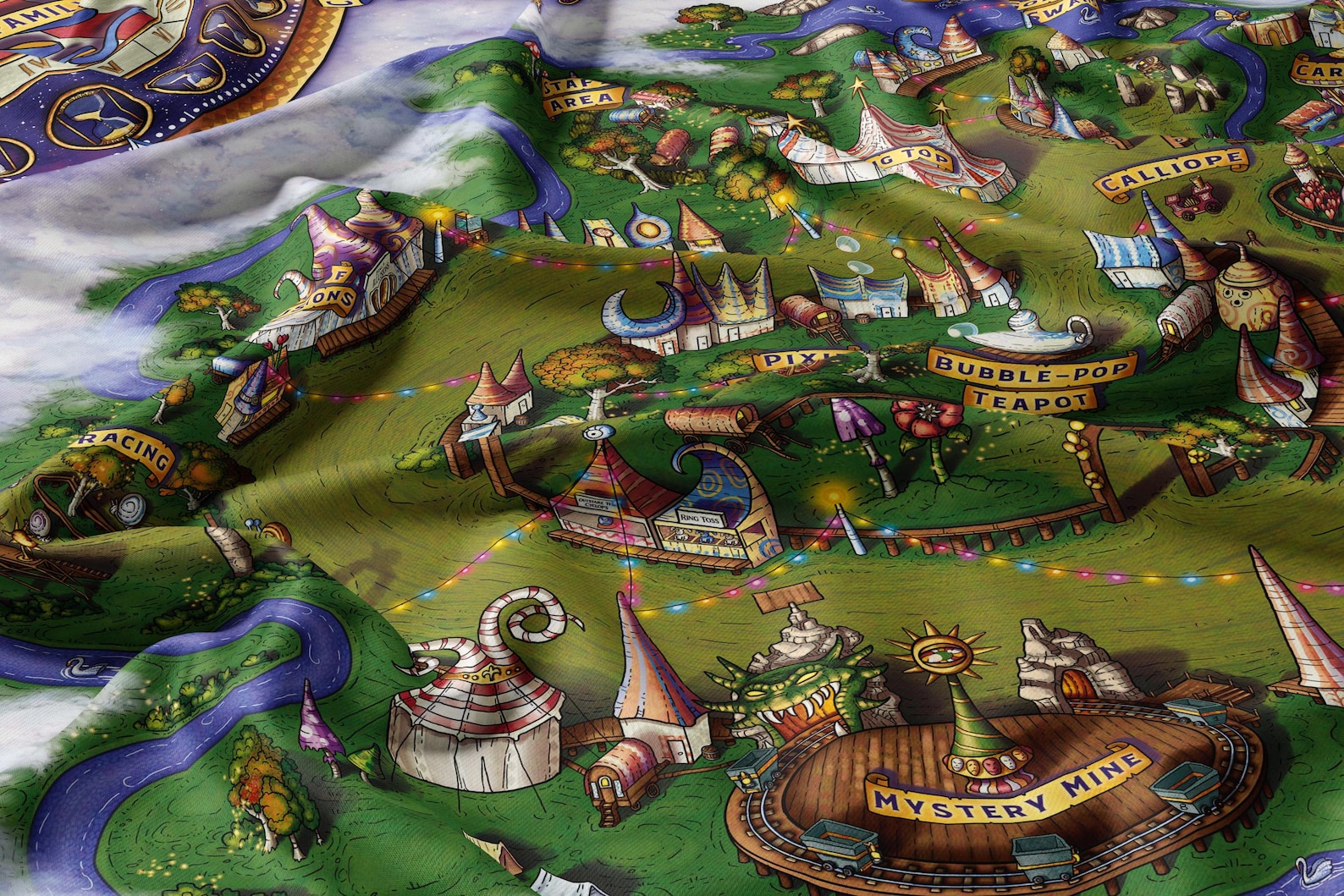 Map of Witchlight Carnival Indoor Wall Tapestry | Colored RPG Dungeons ...