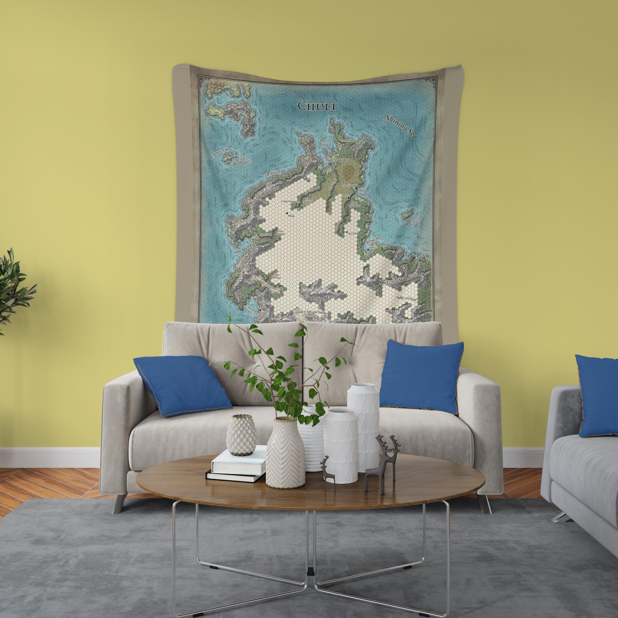 Map of Chult Indoor Wall Tapestry | Colored RPG Dungeons and Dragons ...