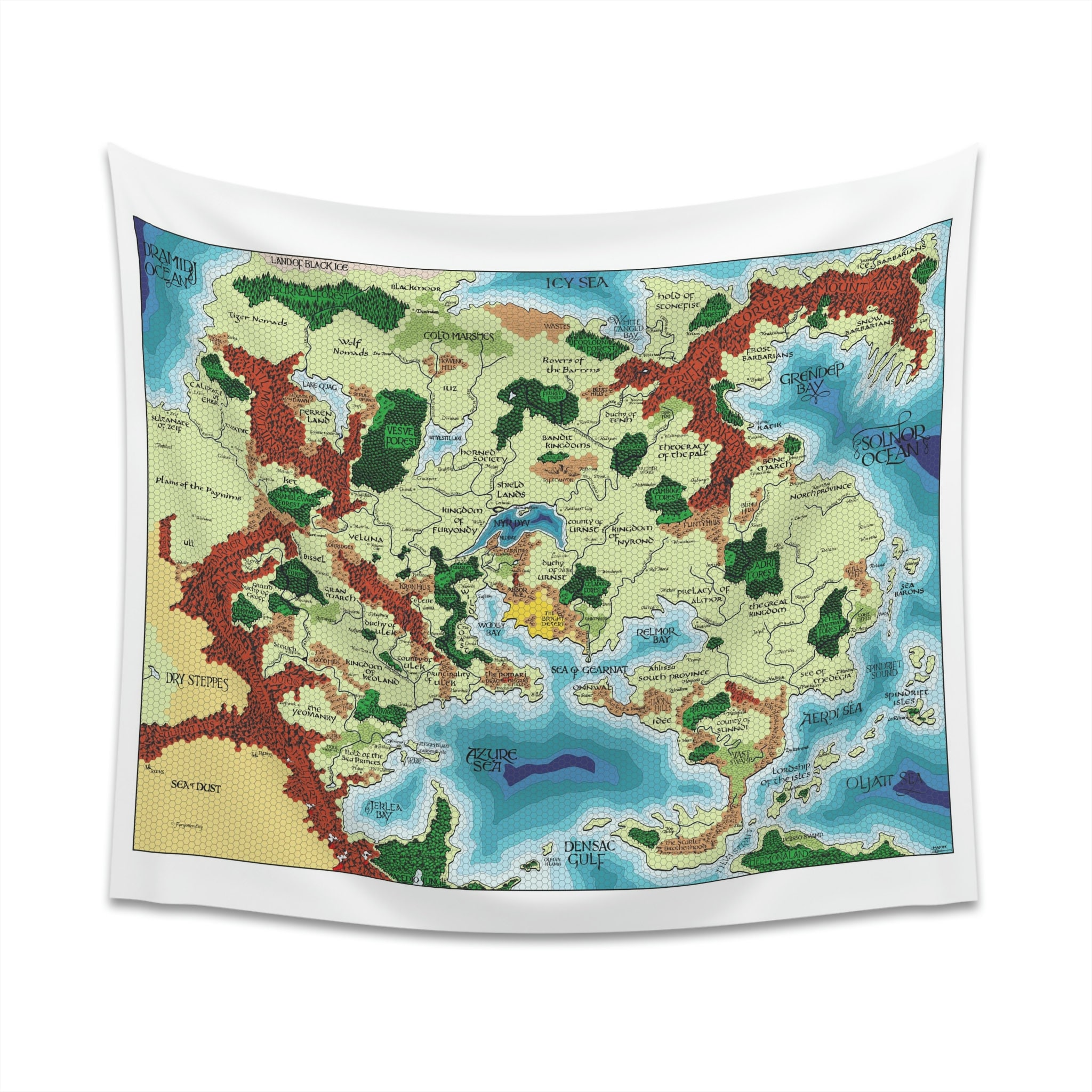 Dnd Greyhawk Wall Tapestry Flanaess Advanced Dungeons and Dragons Indoor RPG Map - Etsy