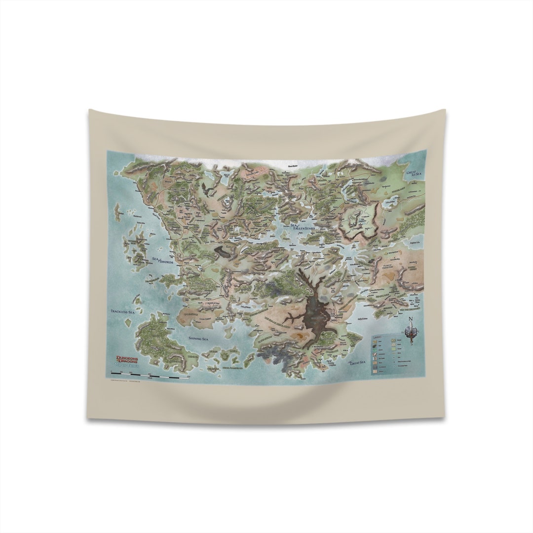 Complete Map of Faerun Indoor Wall Tapestry | Colored Dungeons and ...