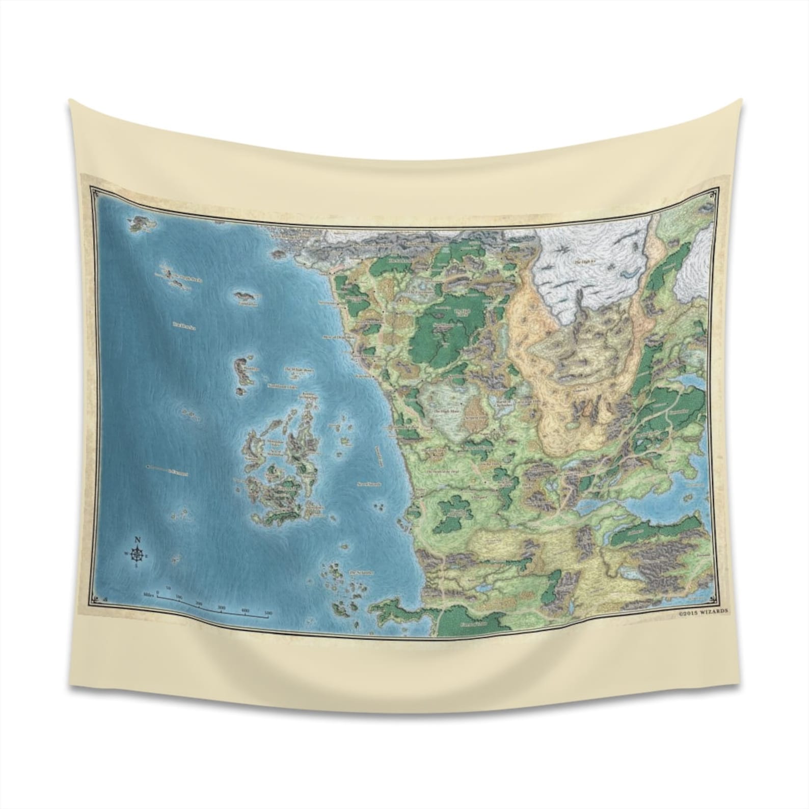 Map of Faerun Indoor Wall Tapestry | Colored Dungeons and Dragons Dnd ...