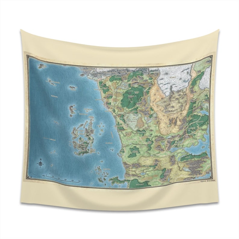 Map of Faerun Indoor Wall Tapestry Colored Dungeons and Dragons Dnd Sword Coast World Map - Etsy