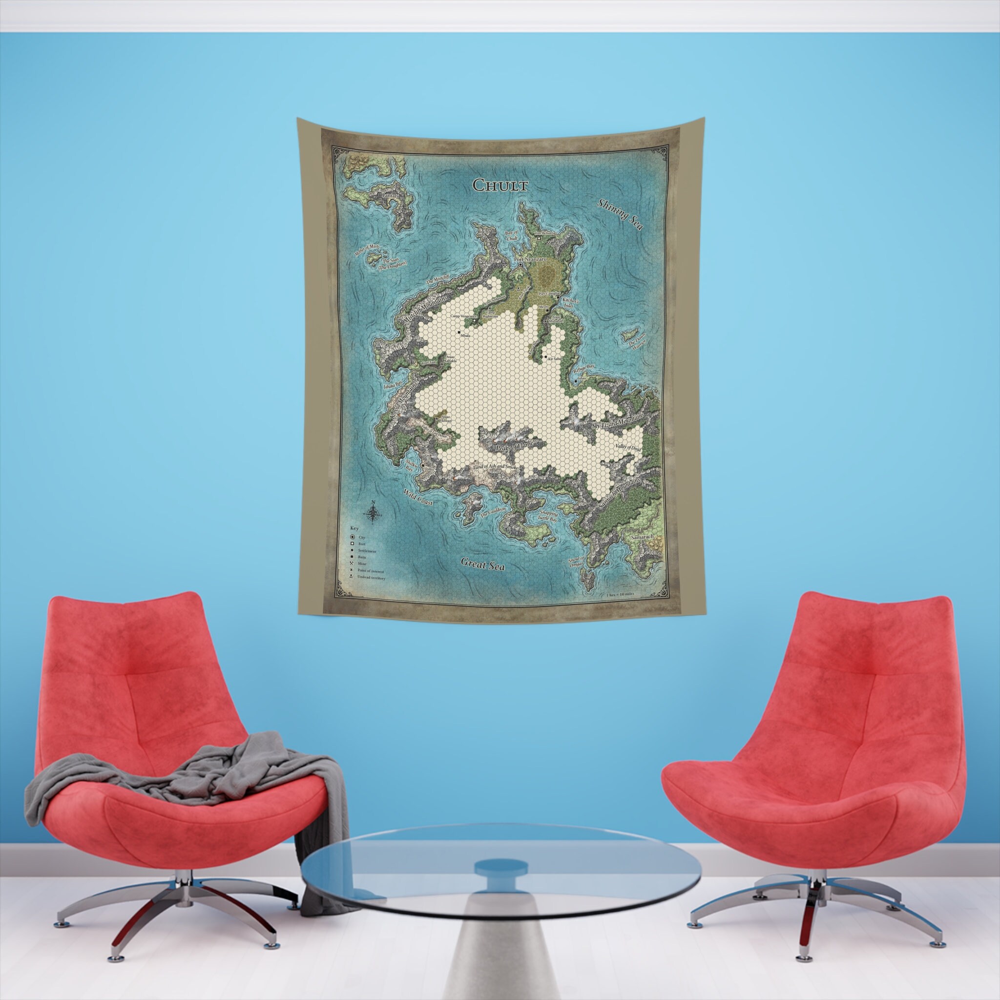 Map of Chult Indoor Wall Tapestry Colored RPG Dungeons and Dragons Dnd ...