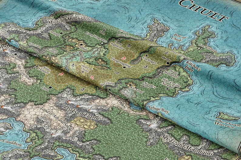 DM Version | Map of Chult Indoor Wall Tapestry | Colored RPG Dungeons ...