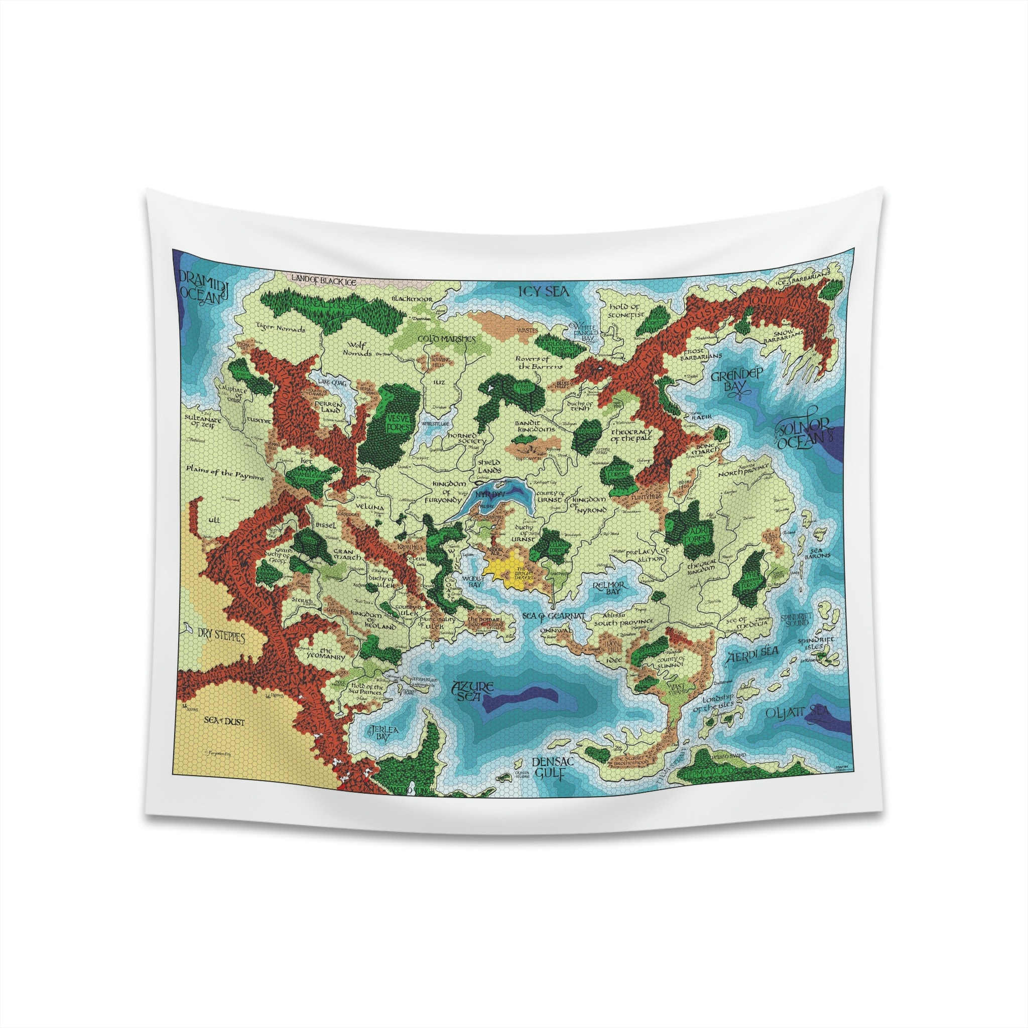 Dnd Greyhawk Wall Tapestry Flanaess Advanced Dungeons and Dragons ...
