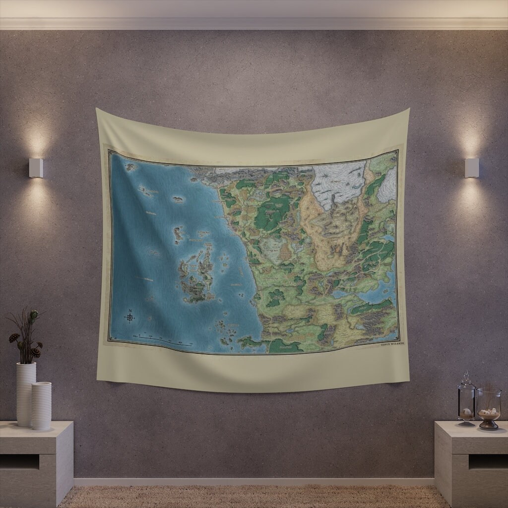 Map of Faerun Indoor Wall Tapestry | Colored Dungeons and Dragons Dnd ...