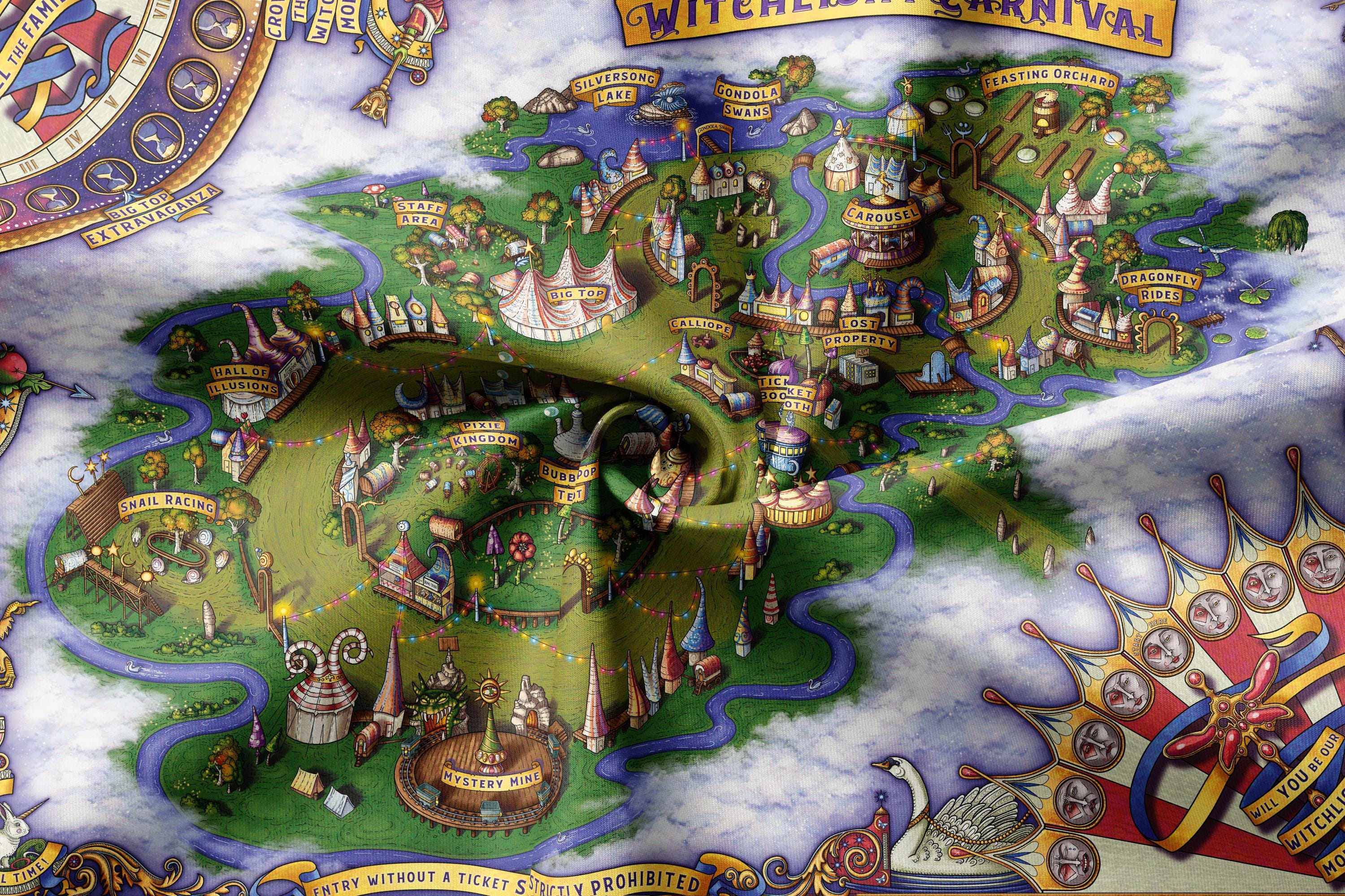 Map of Witchlight Carnival Indoor Wall Tapestry | Colored RPG Dungeons ...
