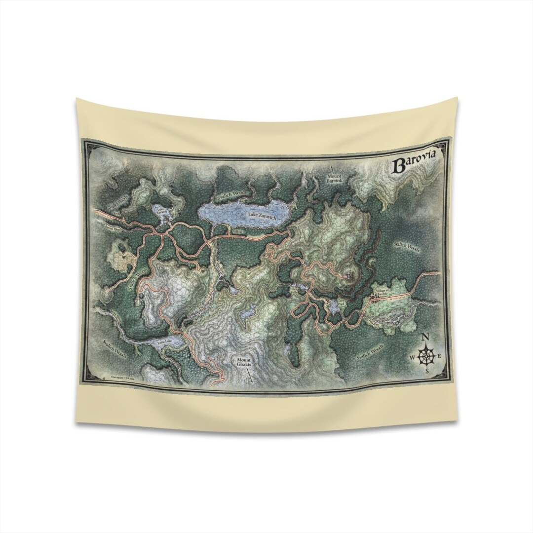 Map of Barovia Indoor Wall Tapestry | Colored Dungeons and Dragons Dnd ...