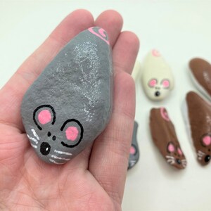 Set of 3 Mice Stones Rocks - Indoor Decor - Garden Decorations - Gift ...