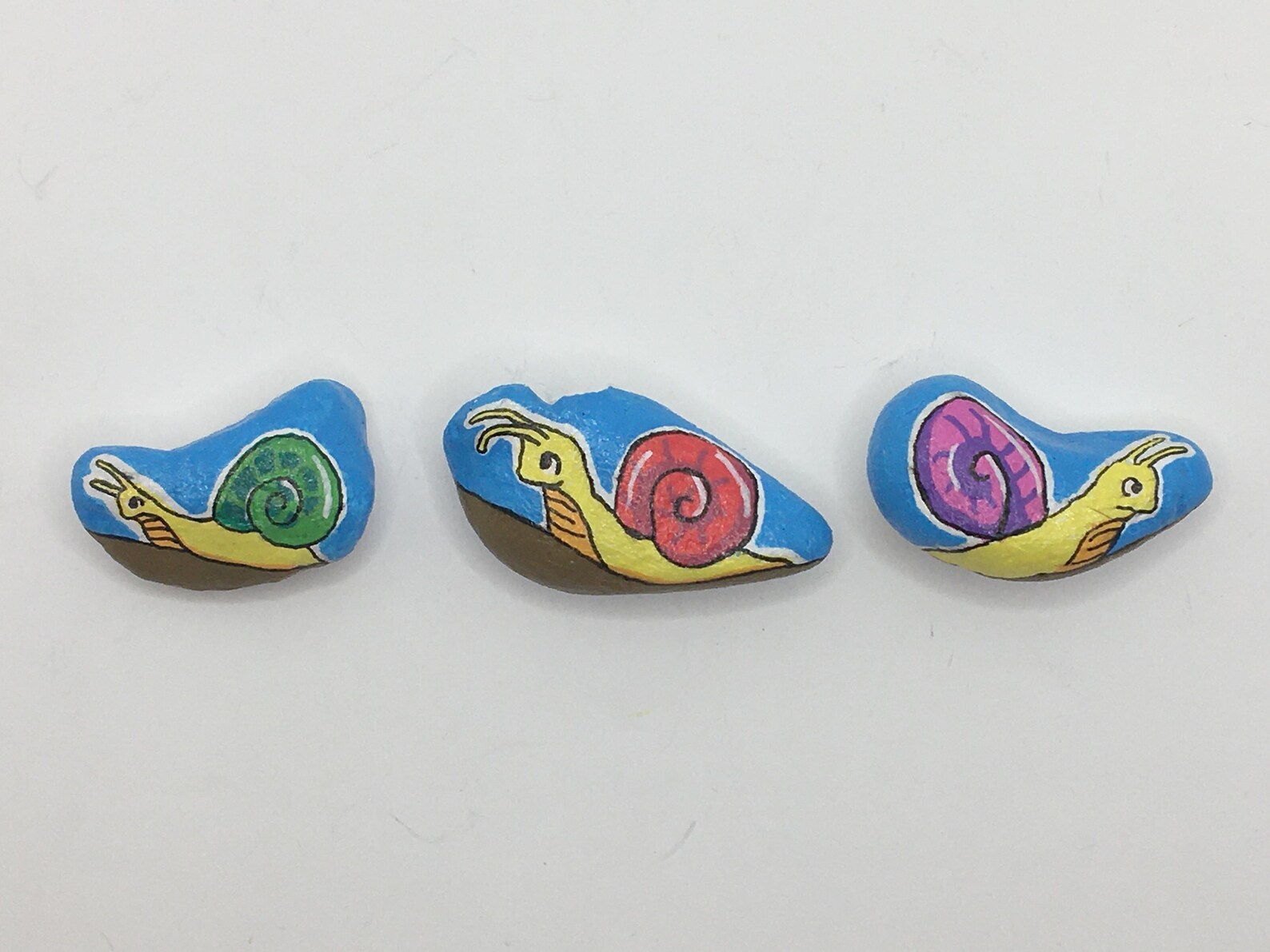 Snail Shells Rocks Stones Hand Painted Big Rock Garden - Etsy