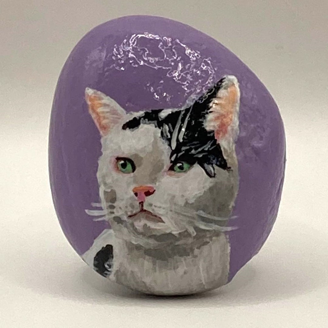 A Personalised Rock of YOUR Cat - Hand Painted Stone - Keepsake Rock ...