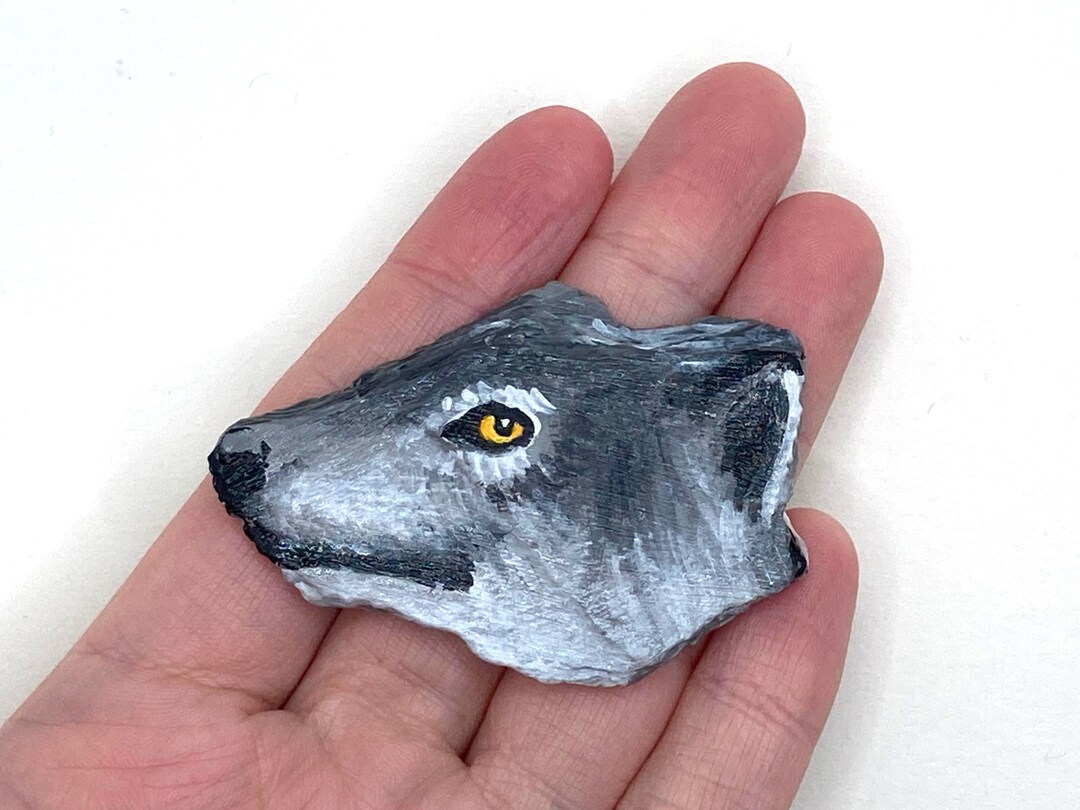 Hand Painted Wolf Slate - Hand Painted Slate - Wolf Rocks - Animal ...