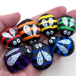 7 Rainbow Bee Stones Rocks for the Garden - Garden Decor and Indoor ...