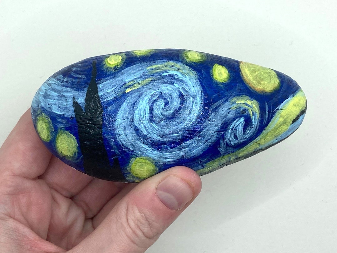 Large Van Gogh Starry Night Rock - Art Imitation - Famous Art on a Rock ...