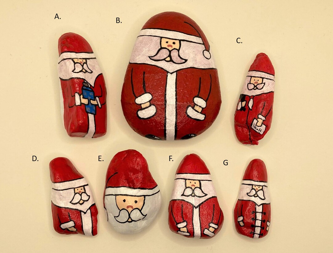 Christmas Santa Stones - Santa Ornaments - Christmas Gifts - Xmas Santa ...