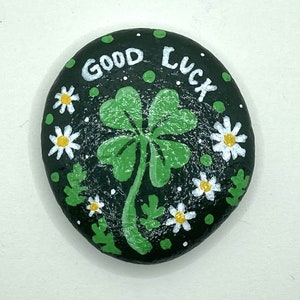 Good Luck Rock - Four Leaf Clover - St Patricks Day Stone - Irish ...
