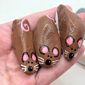Set of 3 Mice Stones Rocks - Indoor Decor - Garden Decorations - Gift ...