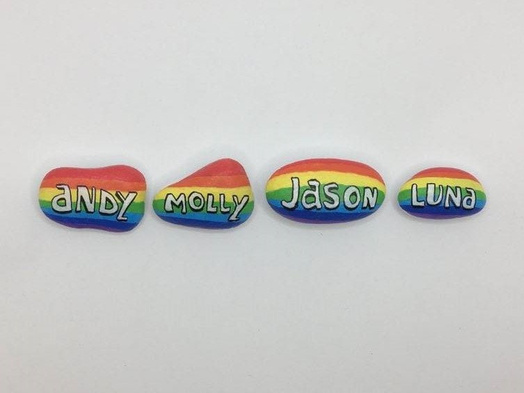 Rainbow Personalised name family rocks stones Christmas | Etsy