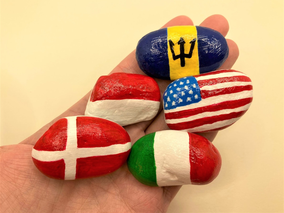Personalised Flag Stones of Your Choice Hand Painted Customisable Rocks ...