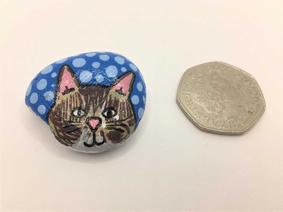 A personalised rock of YOUR cat Hand painted stone | Etsy