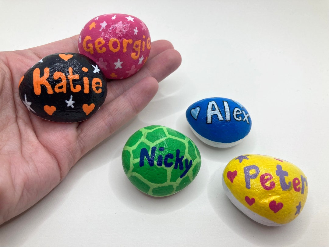 4cm Personalised Painted Name Family Rocks Stones - Hand Painted ...