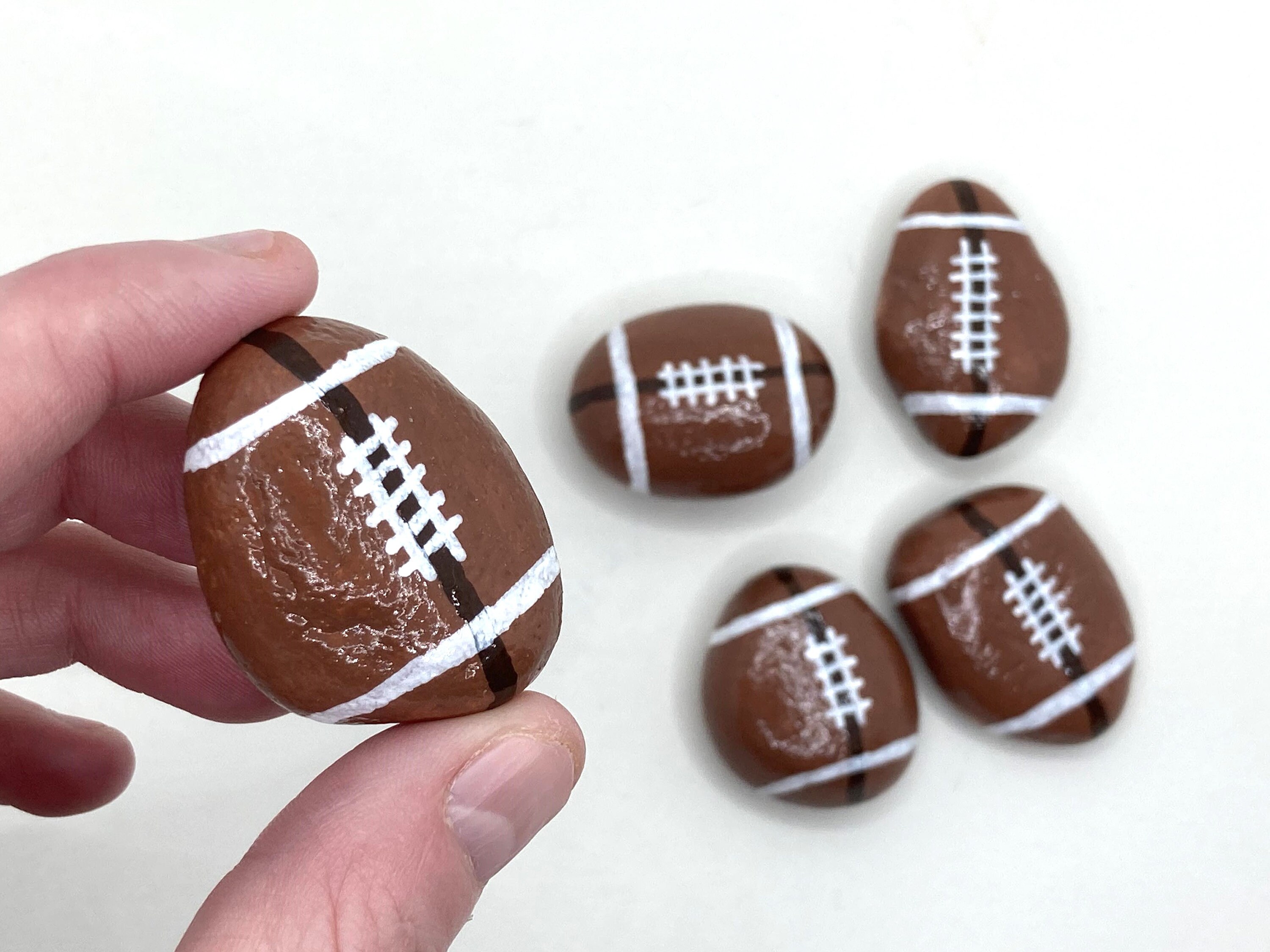 Set of 5 American Football Stones - Garden Decor - Indoor Decor ...