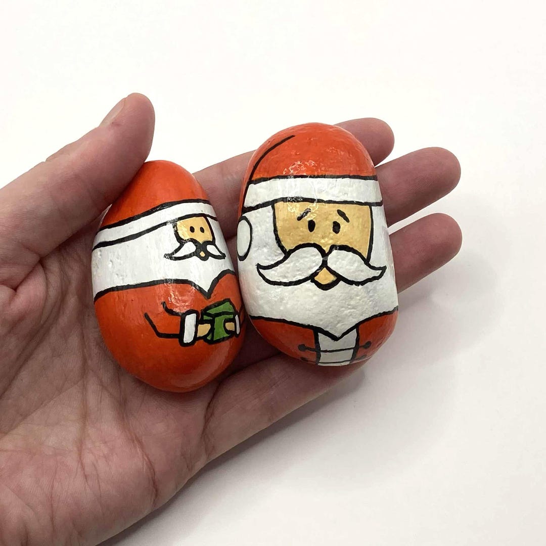Christmas Santa Stones - Santa Ornaments - Christmas Gifts - Xmas Santa ...