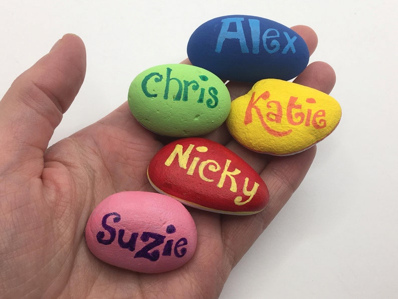 3cm Personalised Painted Name Family Rocks Stones Hand - Etsy UK