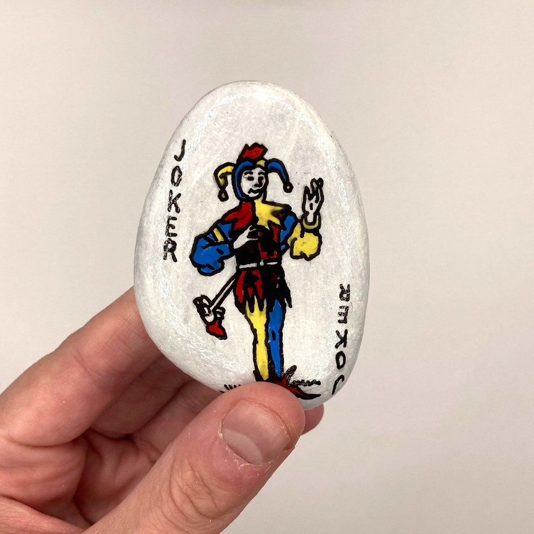 Hand Painted Joker Flat Rock - Hand Painted Stones Rocks - Outdoor ...
