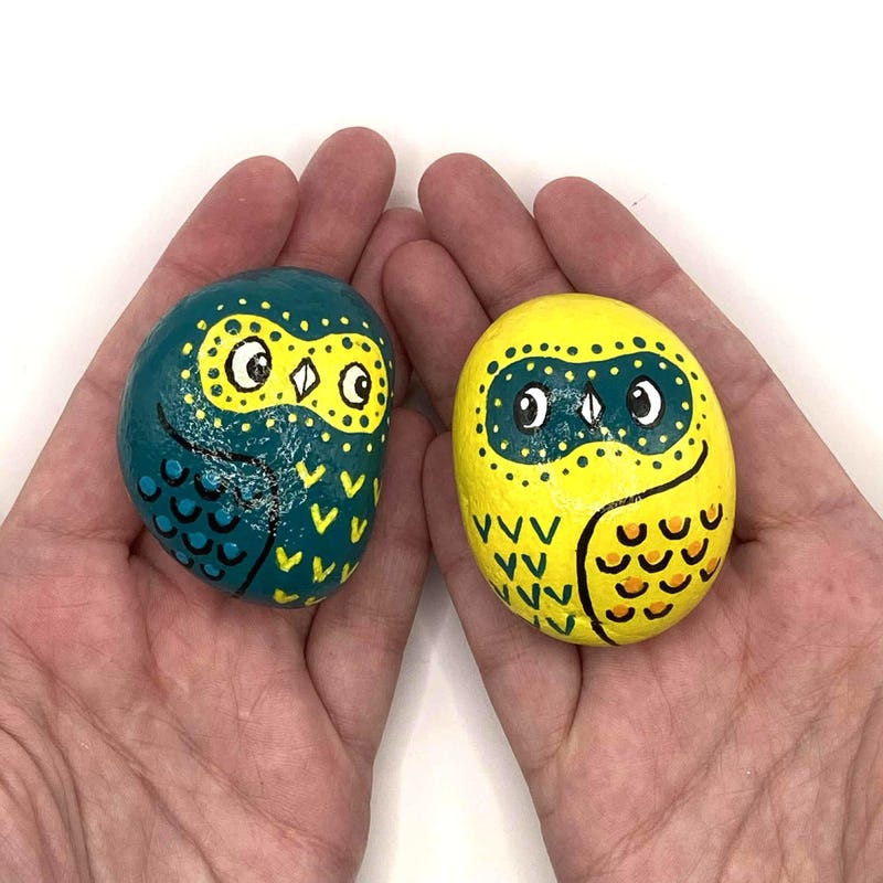 Painted Owl Rocks - Etsy