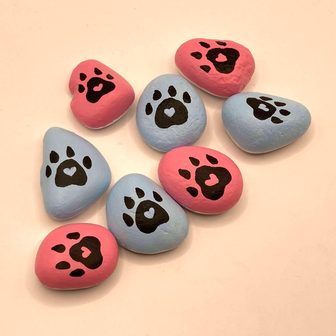 Memorial Stones Pet Paw Prints Stones - Pet Shrine - Dog Grave - Grave ...