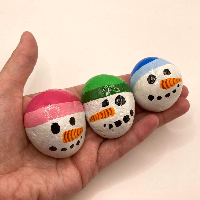 Painted Snowman Rocks - Etsy