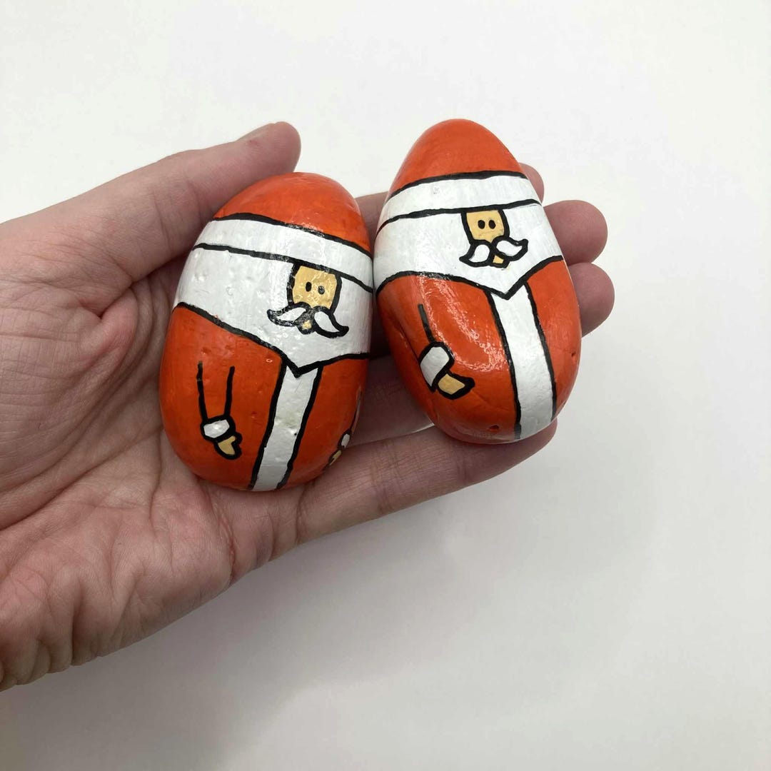 Christmas Santa Stones - Santa Ornaments - Christmas Gifts - Xmas Santa ...