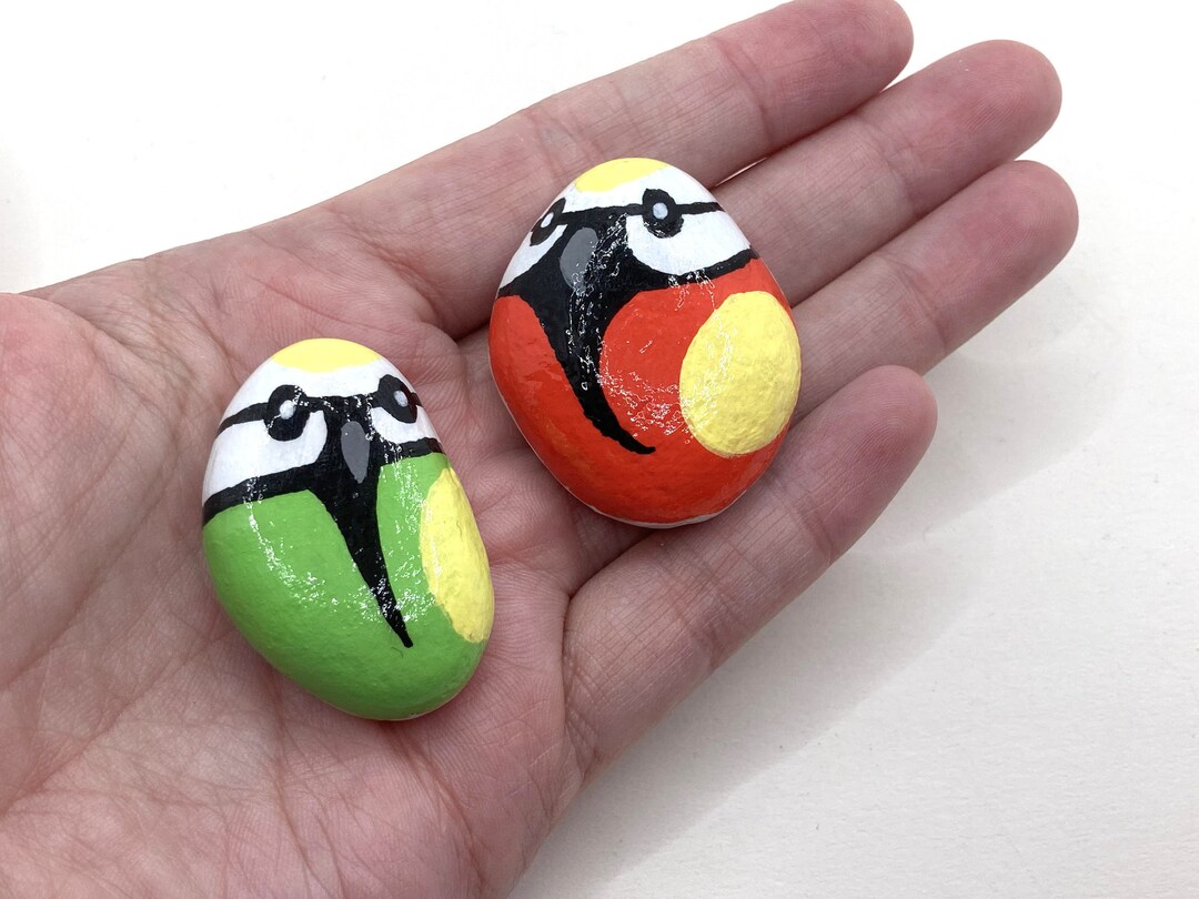 Pair of Tropical Bird Stones - Hand Painted Rocks - Tropical Bird Rocks ...