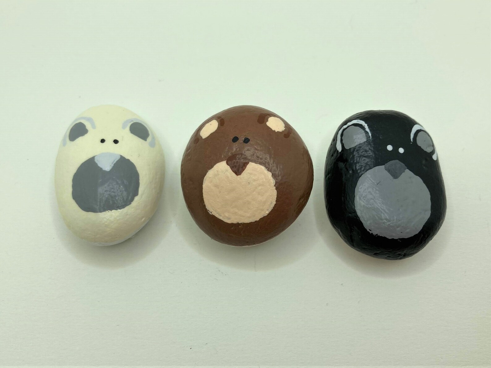 Set of 3 Teddy Bear Stones - Pocket Pets - Indoor Decor - Animal Lover ...