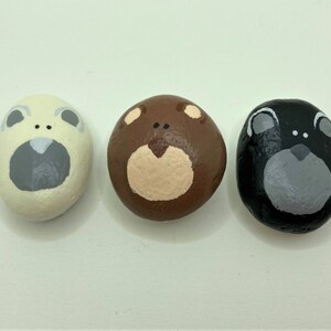 Set of 3 Teddy Bear Stones - Pocket Pets - Indoor Decor - Animal Lover ...