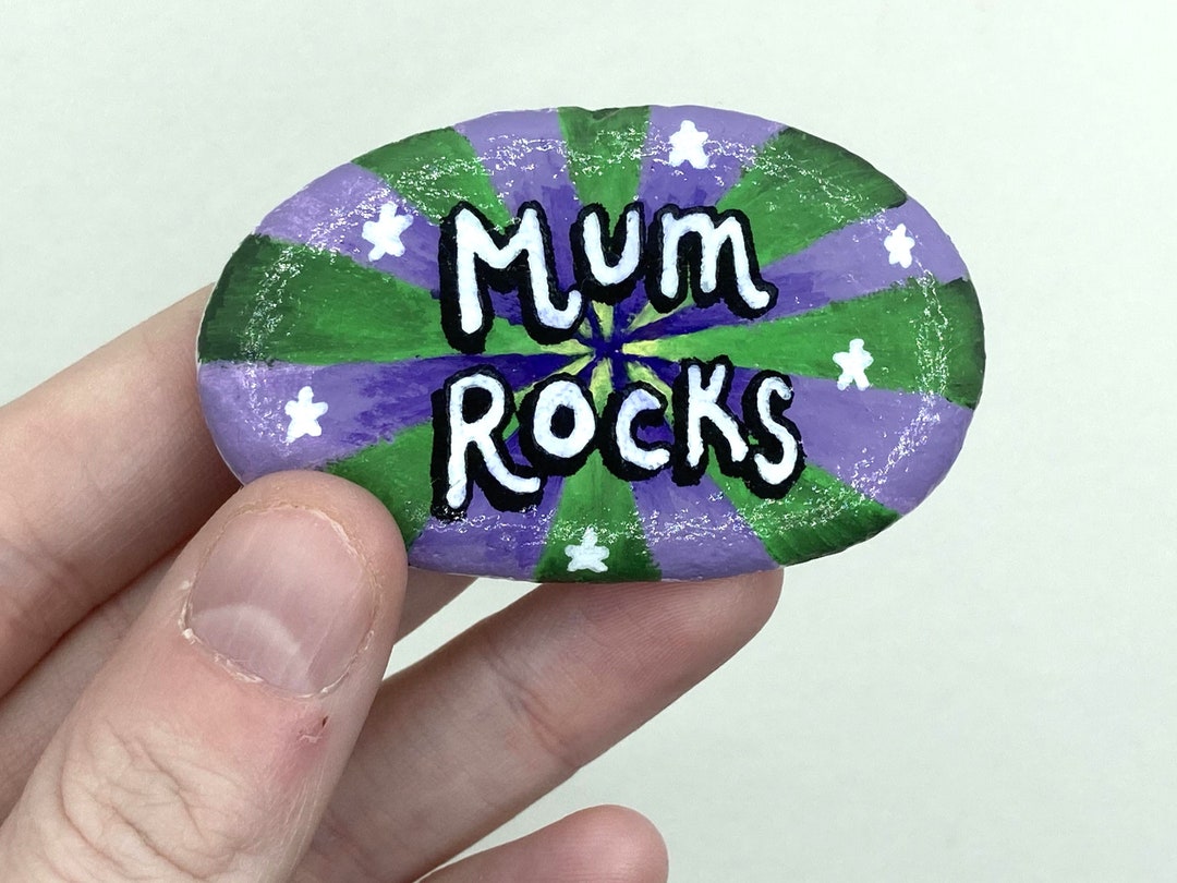 Mum Rocks Rock - Hand Painted Stones - Decorated Rocks - Mothers Day ...