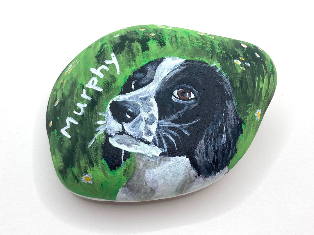 A Personalised Rock of YOUR Dog - Hand Painted Stone - Keepsake Rock ...