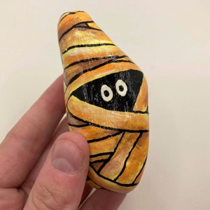 Hand Painted Halloween Mummy Stone - Halloween Decor - Indoor Decor ...