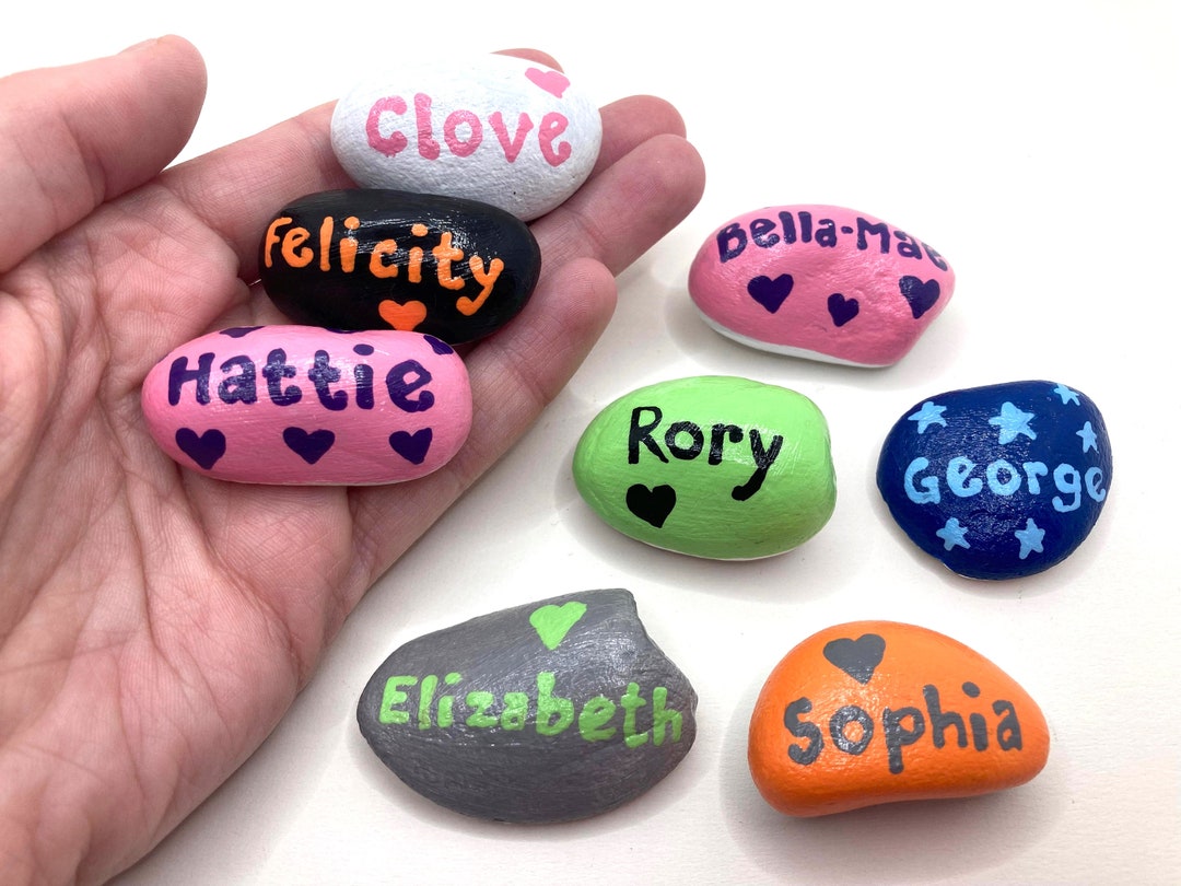 3cm Personalised Painted Name Family Rocks Stones - Hand Painted ...