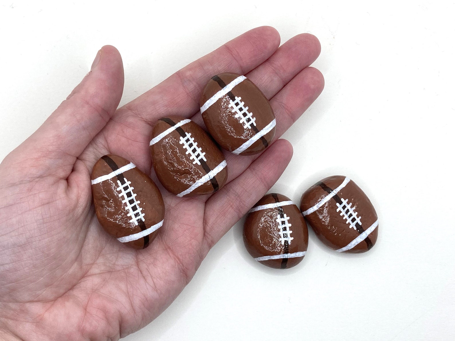 Set of 5 American Football Stones - Garden Decor - Indoor Decor ...