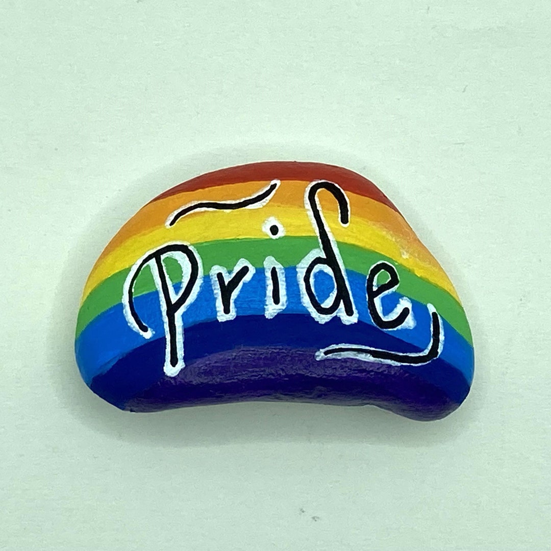 Pride Rainbow Rock Inspirational Painted Rocks Pocket Stone Affirmation ...