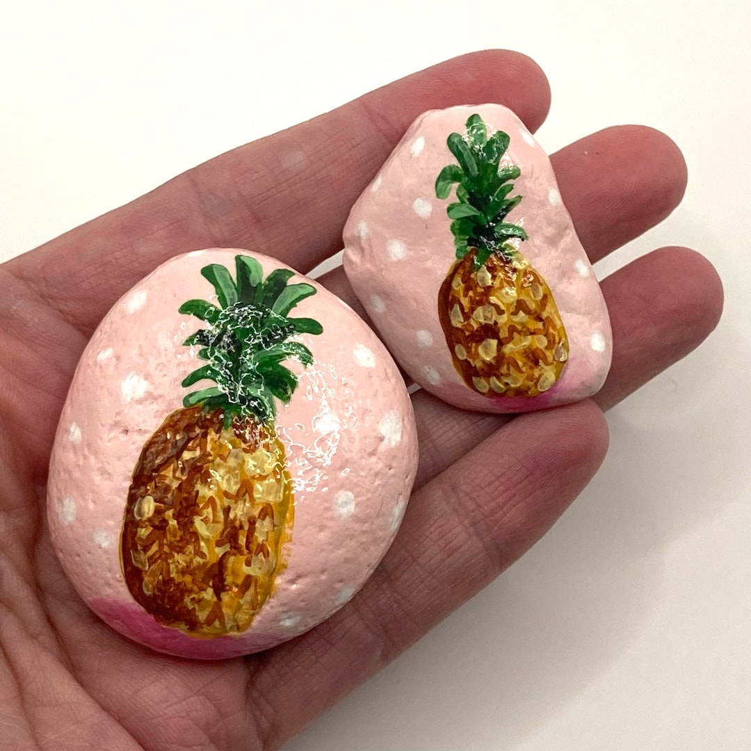 Pair of Pineapple Rocks - Pineapple Stones - Miniature Fruit Rocks ...
