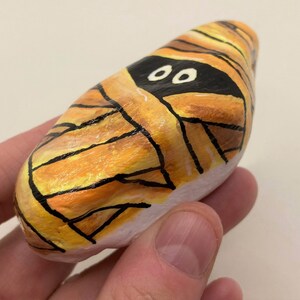 Hand Painted Halloween Mummy Stone - Halloween Decor - Indoor Decor ...